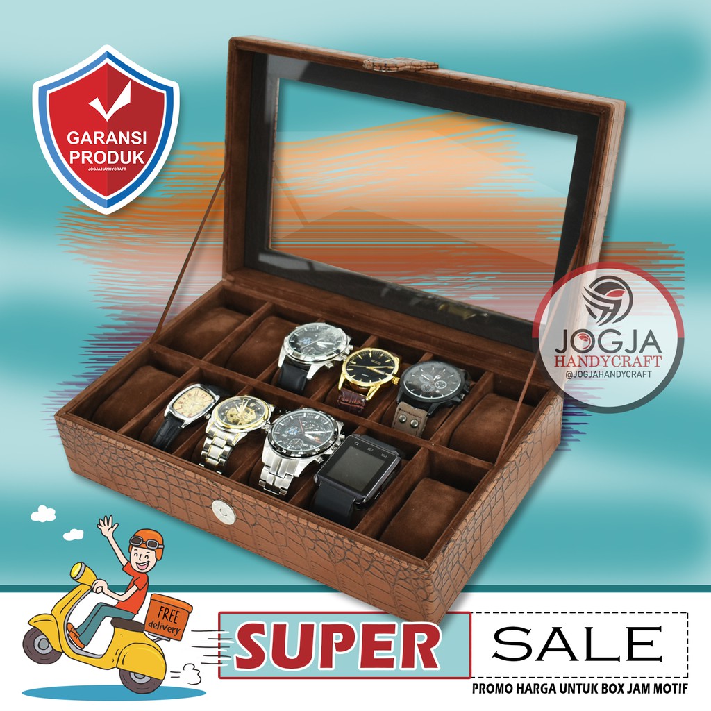 Jual PROMO MOTIF - Kotak Tempat Jam Tangan Isi 12 / Box Jam / Watch Box ...