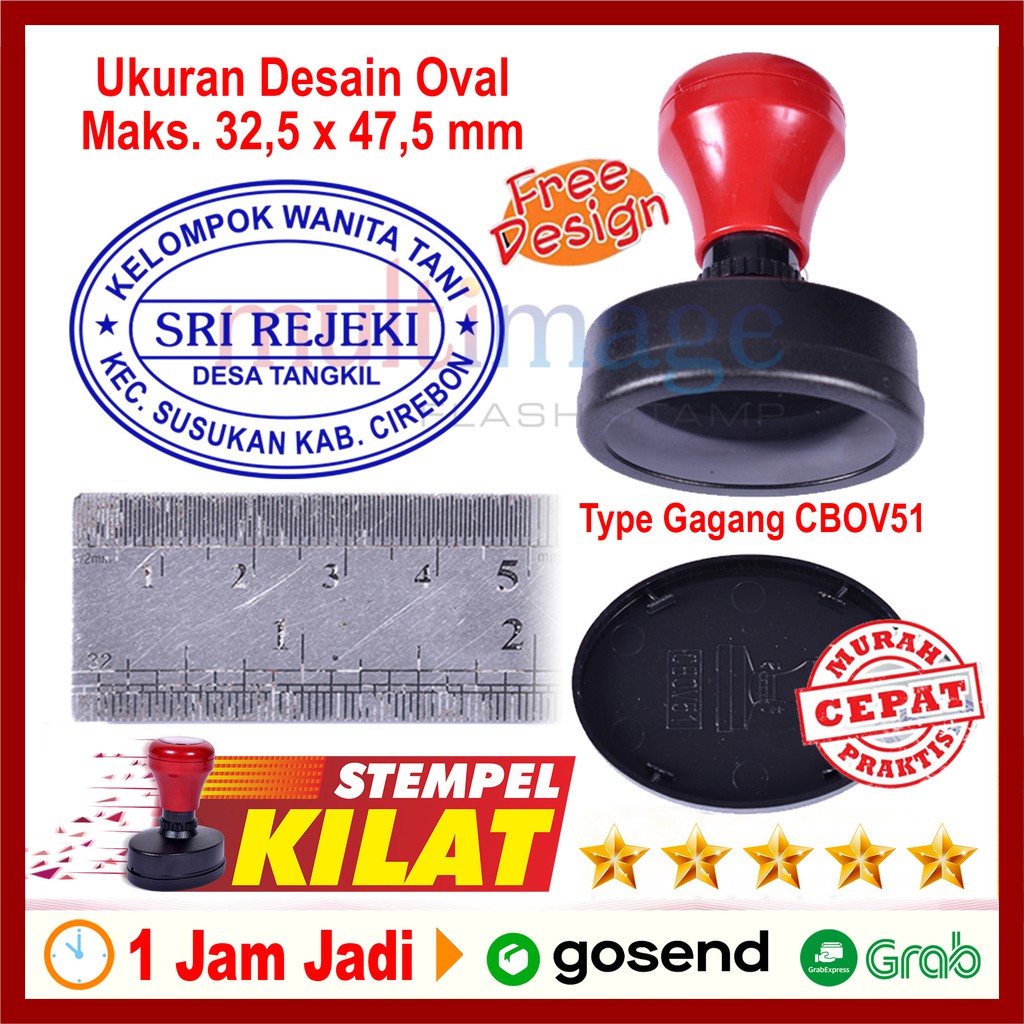 Jual Stempel OVAL Stempel Custom Logo Stempel Tinta Otomatis Stempel ...