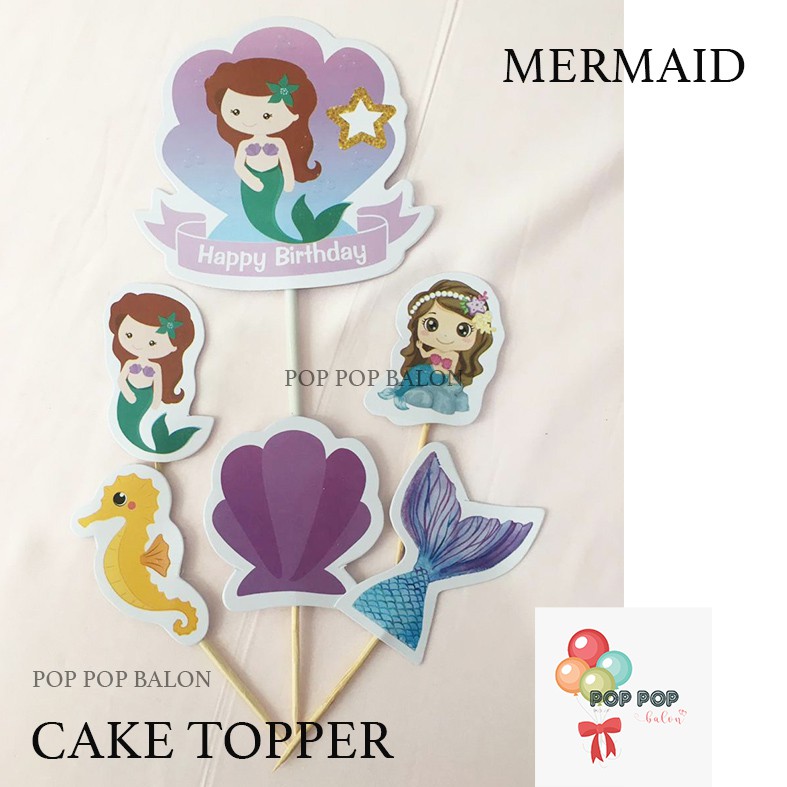 Jual Cake Topper MERMAID SEA Set / Hiasan Kue Ultah / Topper Karakter ...