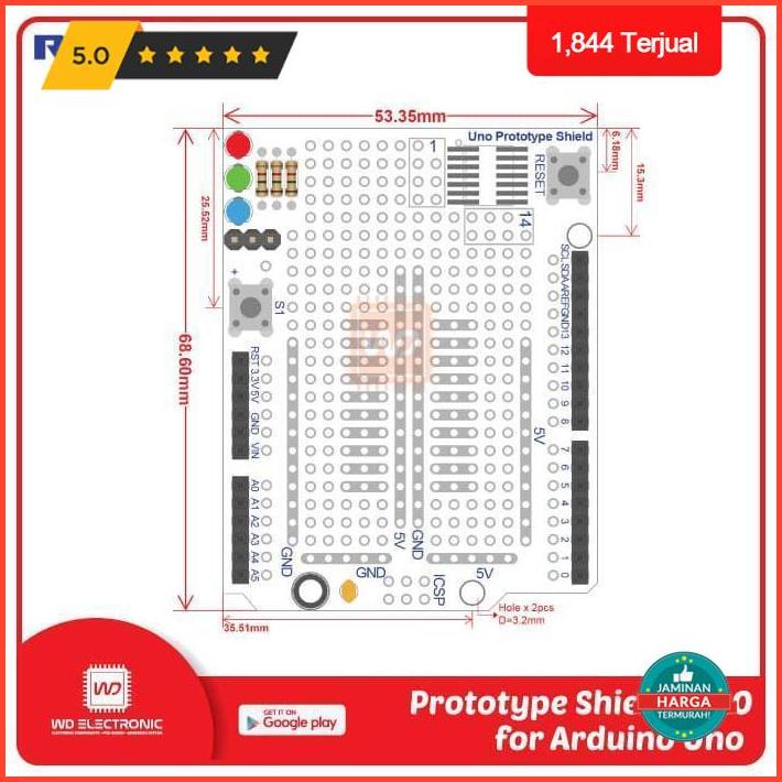 Jual Super Sale Robotdyn Prototype Shield V2 0 Arduino Uno Proto Board
