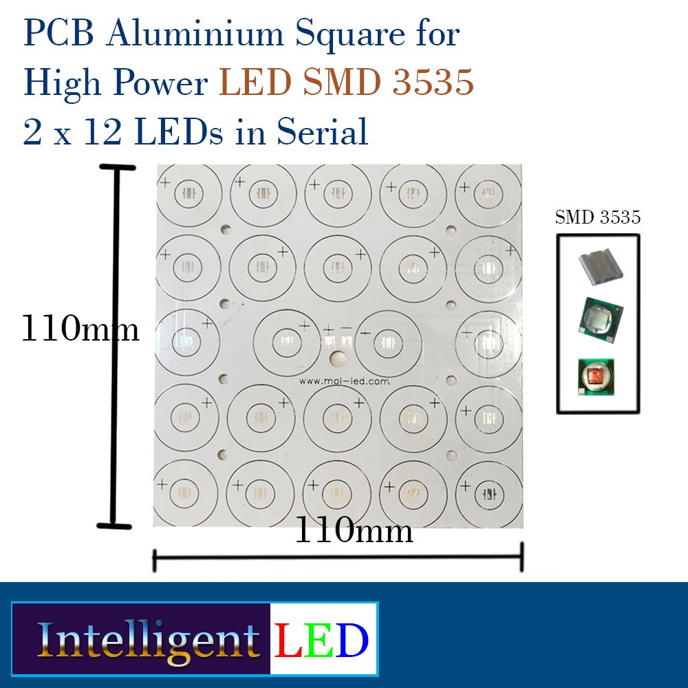 Jual Aluminium PCB for 2 X 12 Serial LED SMD 3535 Square 110 mm ...