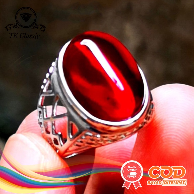 Jual CINCIN BATU AKIK PERMATA MERAH DELIMA BANGKOK SIAP PAKAI ASLI ...