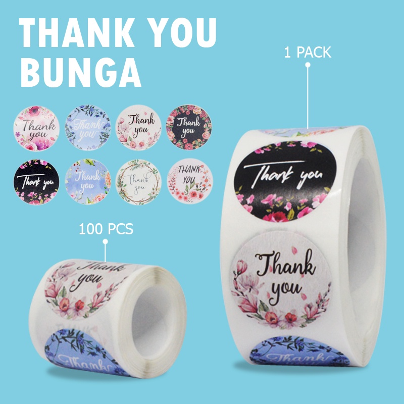 Jual Feel Color 500 Pcs & 100 Pcs Sticker Ucapan Thank You Terima Kasih ...