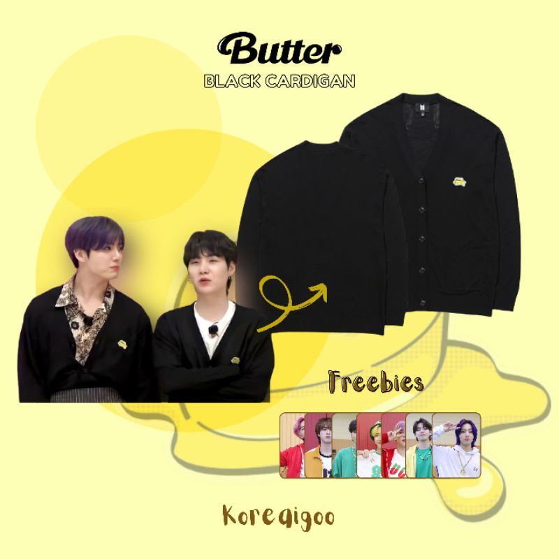 Jual Bts Butter Black Cardigan (unofficial) | Shopee Indonesia