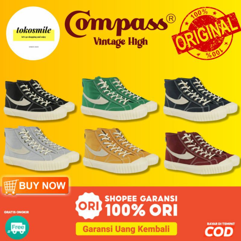 Jual [READY STOCK & 100% ORIGINAL] Sepatu Compass Vintage High | Shopee ...