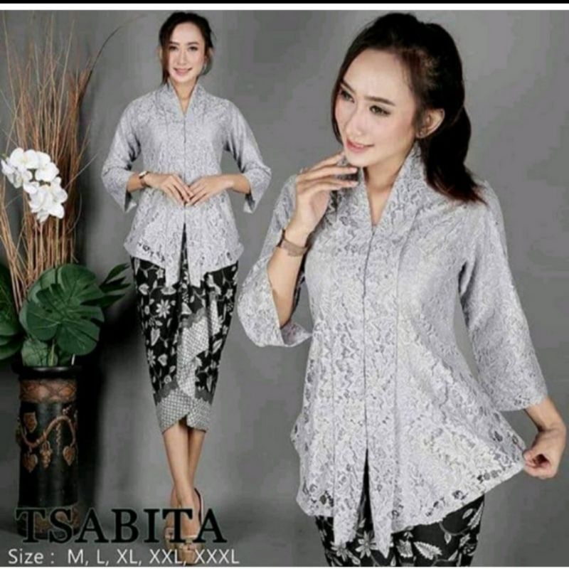 Jual SETELAN KEBAYA BRUKAT MODERN SET KEBAYA BRUKAT MODERN ROK LILIT KEBAYA KUTUBARU FLOY POLOS ...