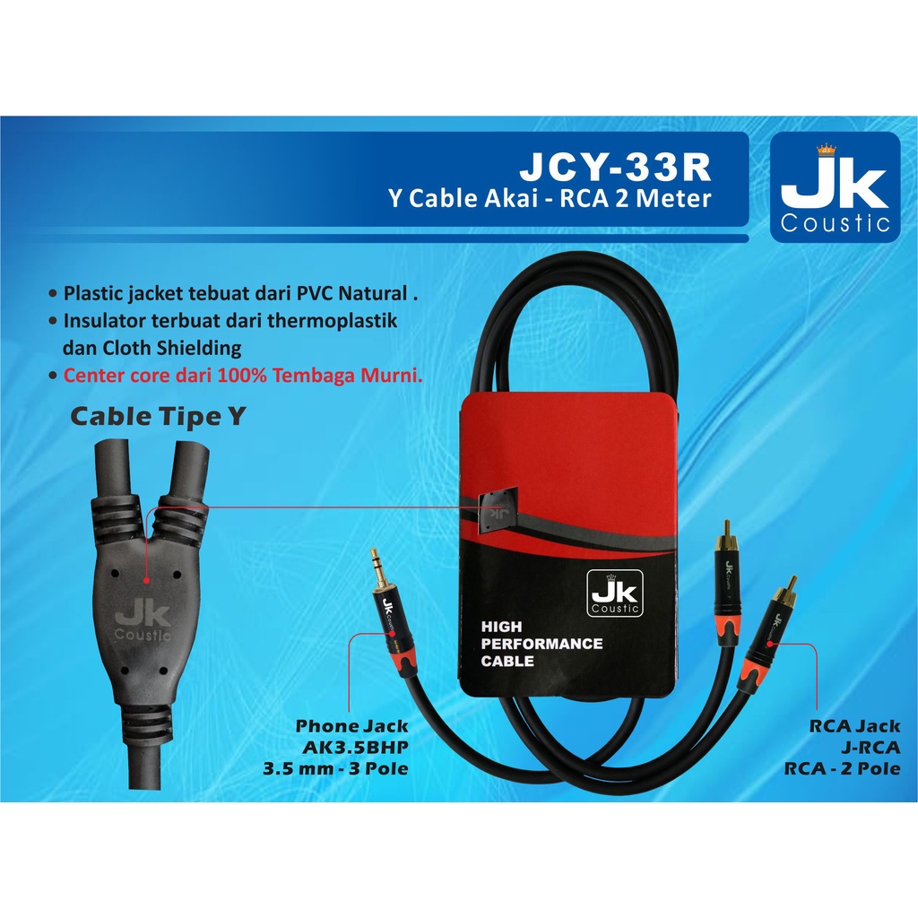 Jual Kabel Aux Akai RCA Jk Coustic Kabel AUX JCY 33R | Shopee Indonesia