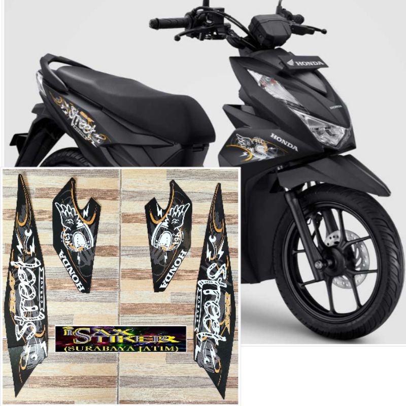 Jual striping original Honda beat street hitam black tahun 2021 2022 ...