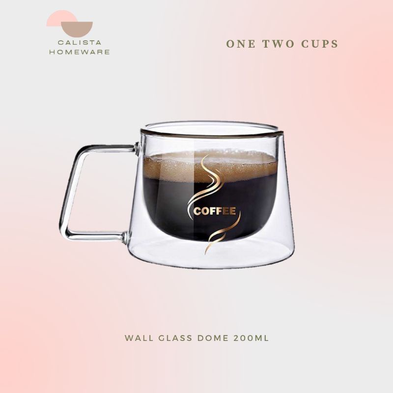 Jual Cangkir Kopi One Two Cups Anti Panas Double-Wall Glass Dome 200ml | Shopee Indonesia
