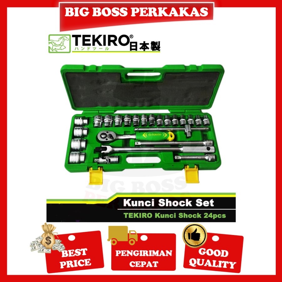 Jual Tekiro Kunci SHOCK Set 8 - 32 mm 1/2" HAND Socket 24 Pcs 12 PT 8 ...
