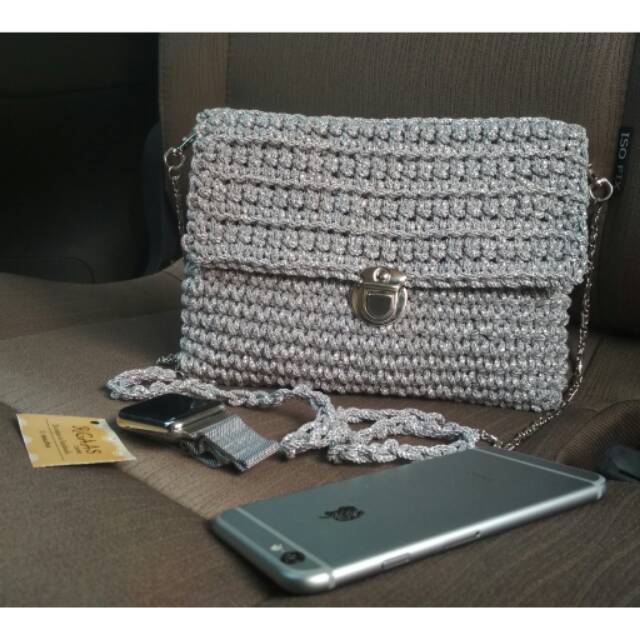 Jual Tas Rajut Silver All Night (HANDMADE) | Shopee Indonesia