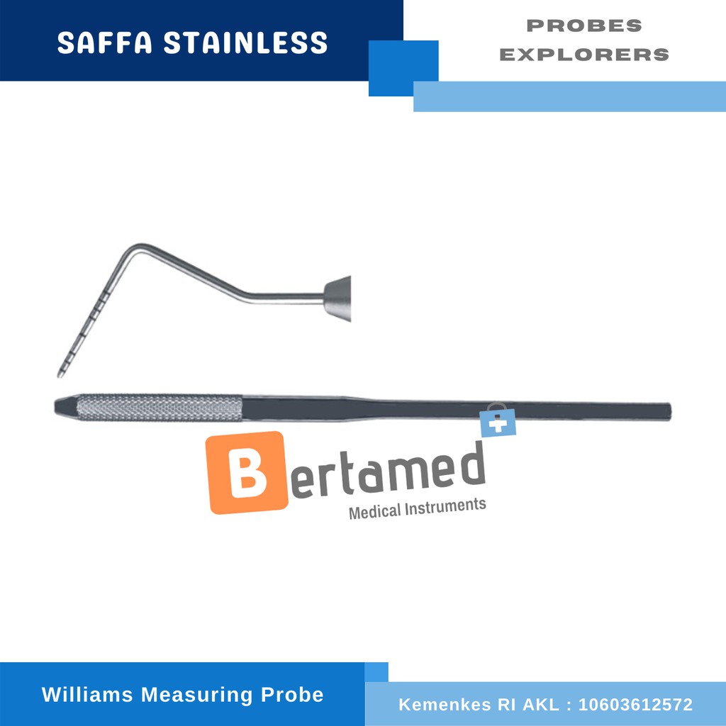 Jual Wiliams Measuring Probe / Dental Probe Dilators / Williams Hatchet ...