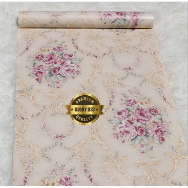 Jual BUNGA SHABBY KREM Wallpaper sticker dinding ukuran 45 cm x 8 meter ...