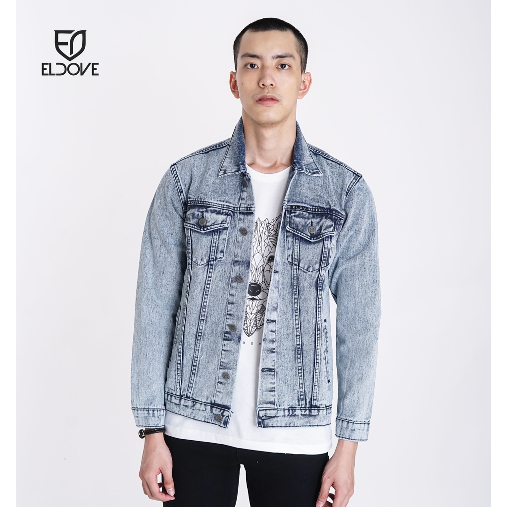 Jual Eldove Denim Jacket Light Blue Snow 5042 | Shopee Indonesia