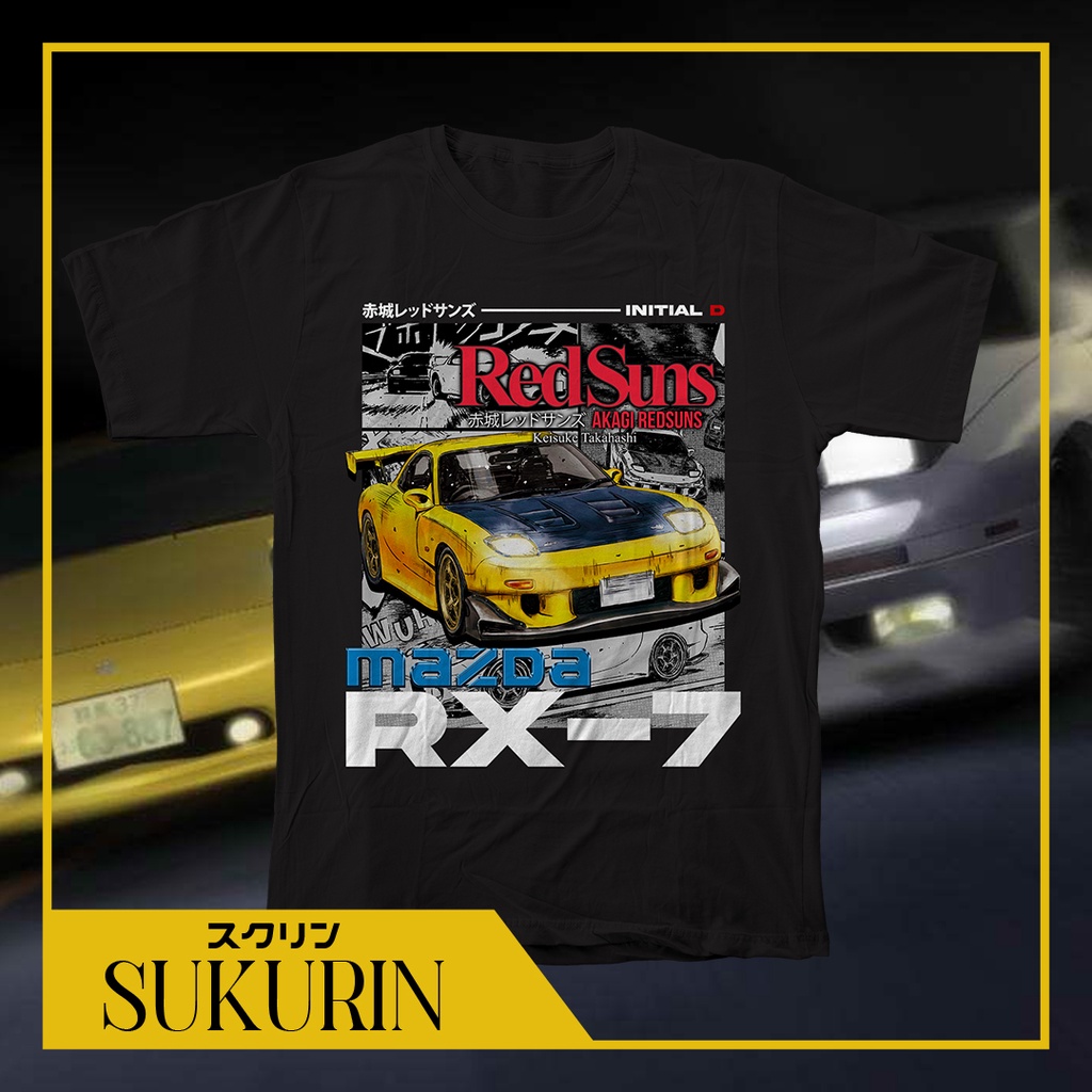 Jual Kaos Anime Initial D "Akagi Red Suns Mazda RX-7 FD" | Shopee Indonesia