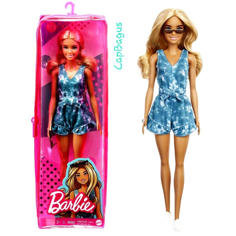 Jual Barbie Fashionistas Blonde Curly Hair Blue Dye Dress Doll Original ...