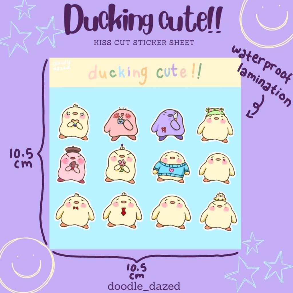 Jual ducking cute!! aesthetic kiss cut sticker sheet/sticker deco ...