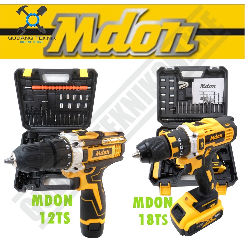 Jual MDON Cordless Drill 10mm / Mesin Bor Tangan BATERAI Besi Kayu ...