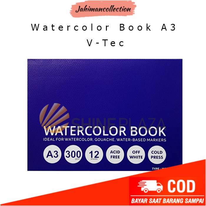 Jual BISA COD V-Tec Watercolor Book A3 300 Gsm - Buku Watercolor V-Tec A3 | Shopee Indonesia