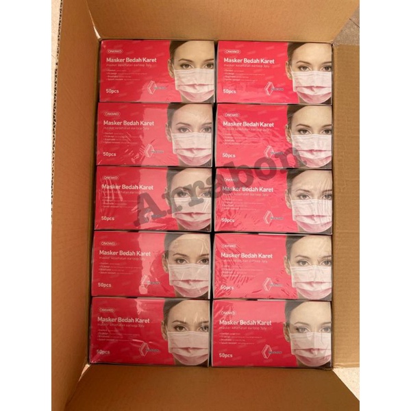 Jual Masker onemed Medis Bedah earloop warna Pink 50pcs | Shopee Indonesia