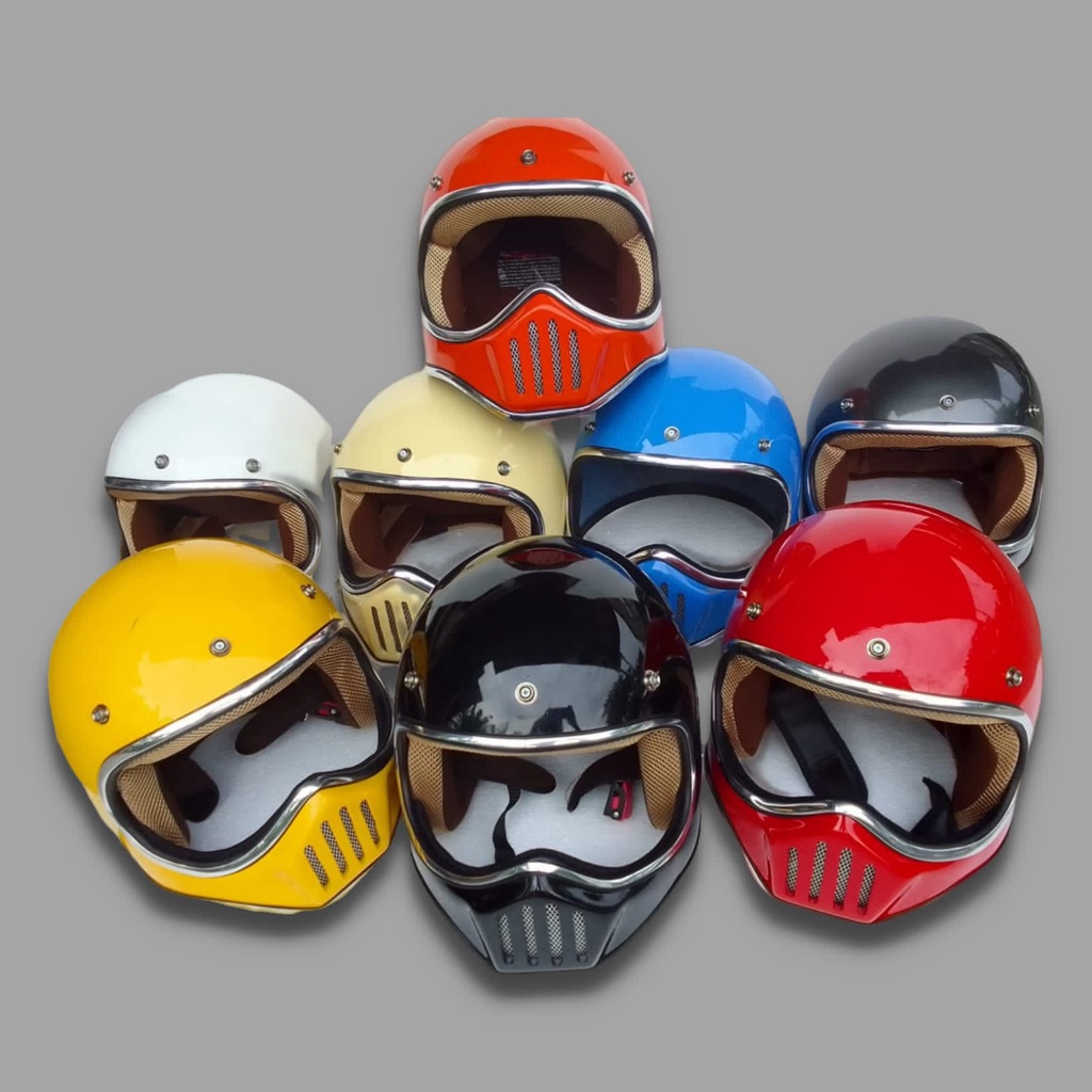 Jual Helm Cakil Custom Full Face Original Retro Solid Modular-helm ...