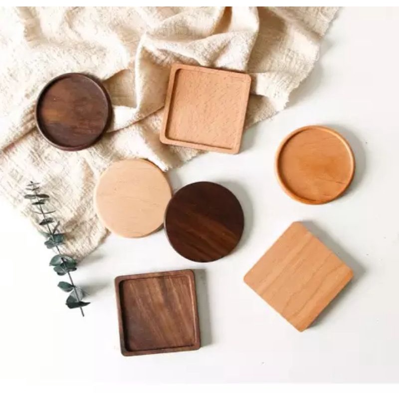 Jual coaster kayu kafe bisa laser tatakan gelas dari kayu cawek kayu ...