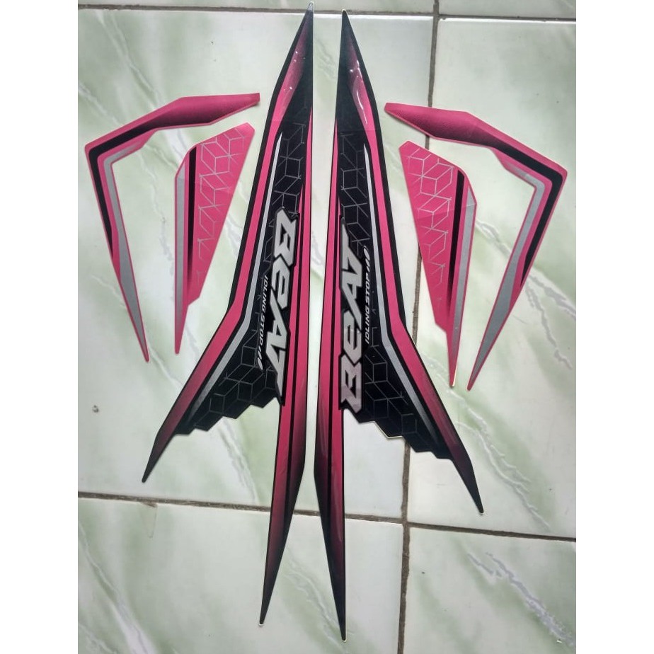 Jual stiker striping honda beat iss 2020 hitam magenta | Shopee Indonesia