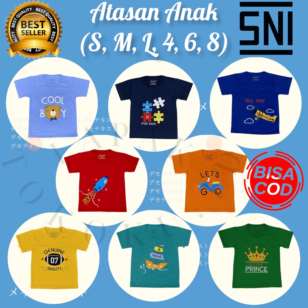 Jual Atasan Kaos Anak (1 - 8 Tahun) Baju Kaos Anak BORDIR Kaos Motif Baju Bayi Baju Anak Atasan ...