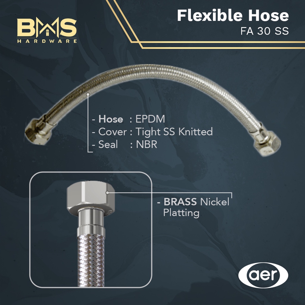 Jual AER Selang Air Flexible Anyam Stainless Steel / Flexible Hose FA 30 / 40 / 50 SS | Shopee ...