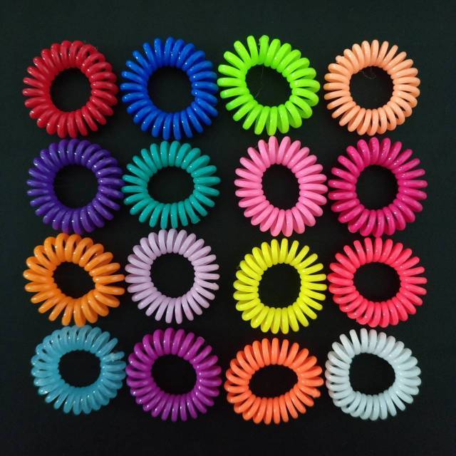 Jual KUNCIR KARET IKAT RAMBUT SPIRAL MODEL KABEL TELEPHONE KECIL MINI ...