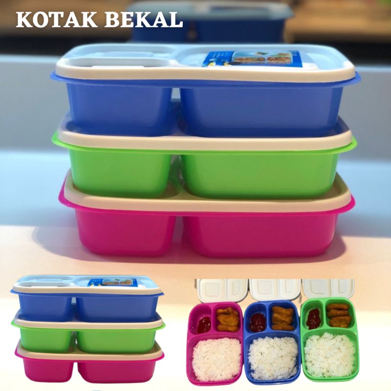 Jual Lunch Box Tempat Nasi Kotak Makan Bekal Misting Nasi Sekat 3 ...