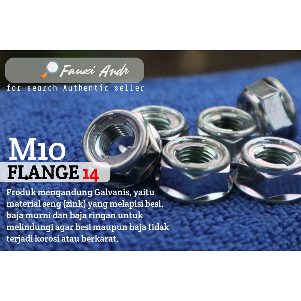 Jual MUR AS RODA MOTOR | Mur Flange Lock M10 besi galvanis putih | Mur ...