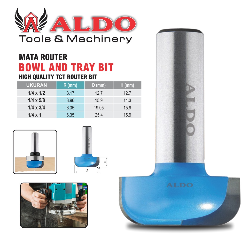 Jual Mata Router Bowl & Tray Bit Merk Aldo | Shopee Indonesia