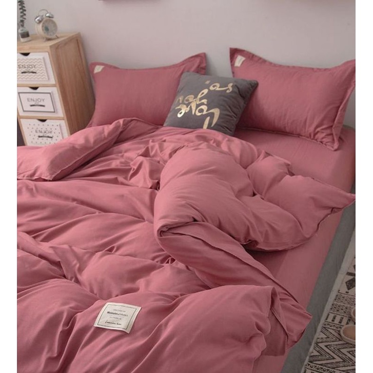 Jual Sprei Estetik Polos Dusty Pink Tanpa Embos Bahan Polymicro Halus ...