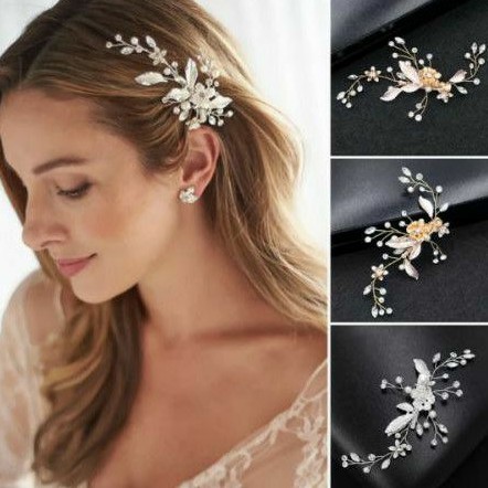 Jual jepit rambut bunga daun emas ksesoris pesta / hiasan sanggul ...