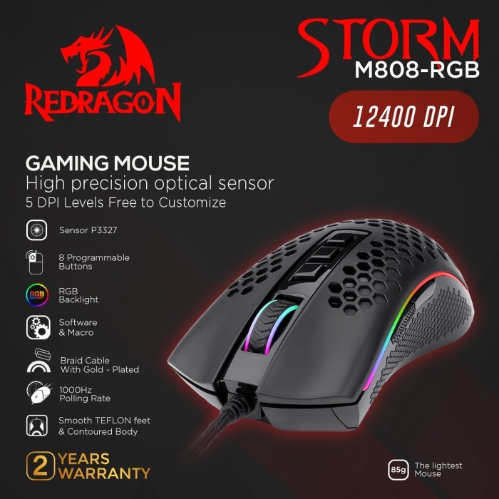 Jual Redragon M808-RGB Gaming Mouse RGB STORM | Shopee Indonesia