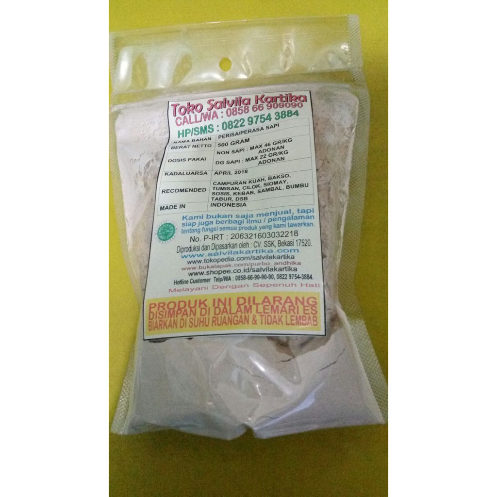 Jual Tepung Perisa/Perasa Sapi Murni kemasan 500 gram Salvila | Shopee ...