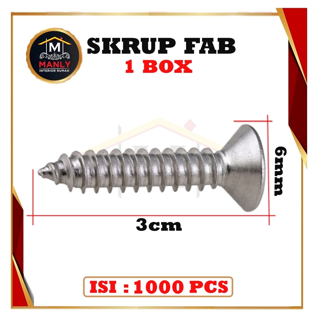 Jual Sekrup 3 cm / Skrup FAB 3 cm 6 x 1 1/4 isi 1000 pcs | Shopee Indonesia