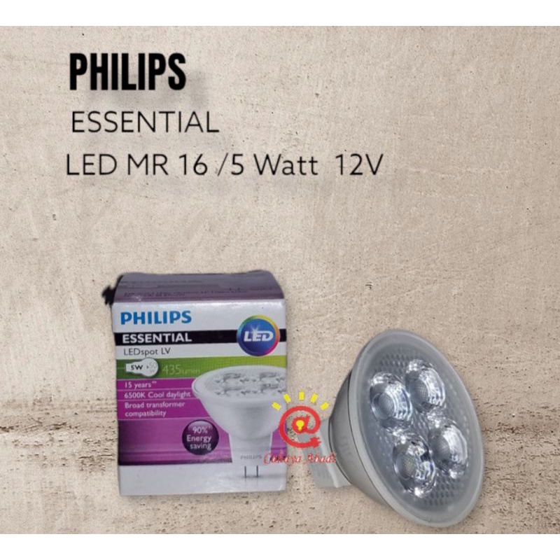 Jual Philips Essential LED Spot LV 5W GU5.3 12Vac Putih Cool Daylight 6500K / Lampu MR16 Led 5w ...