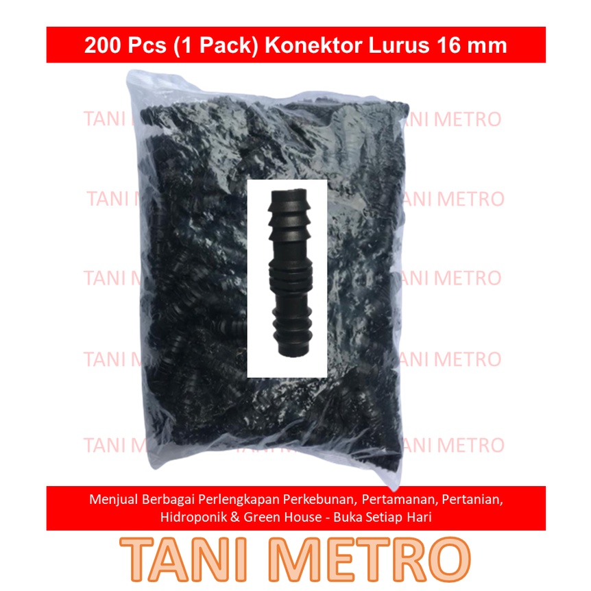 Jual 200 PCS (1 PACK) CONNECTOR KONEKTOR LURUS 16-16MM UNTUK SELANG PE ...