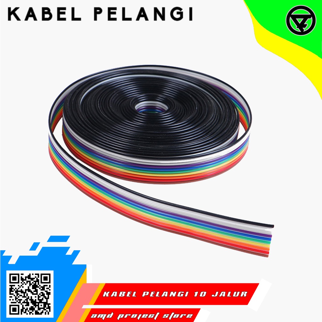 Jual Kabel Pelangi 10 Jalur 1M Cable Rainbow Pin Kabel Pita Ribbon ...