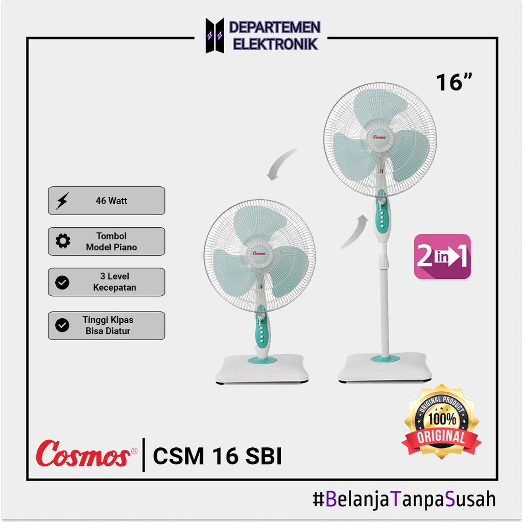 Jual Cosmos 16 SBI – Stand Fan / Kipas Angin Berdiri 16 inch 2in1 | Shopee Indonesia