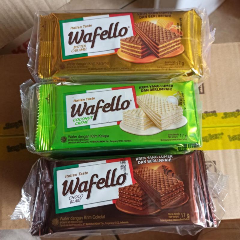 Jual Wafello Wafello Wafer Roma Rasa Krim Cokelat Karamel Kelapa ...