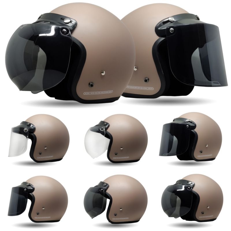 Jual Helm Bogo Retro SNI Full Leher Cewek Cowok Dewasa | Shopee Indonesia