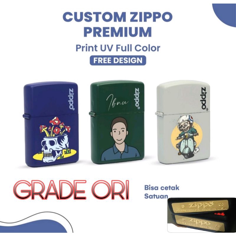 Jual korek api Zippo custom digital UV print cocok utk kado hadiah ...
