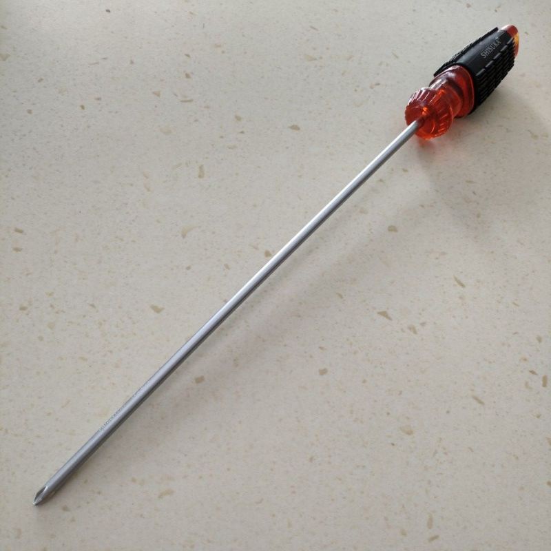 Jual Obeng panjang super 42 cm (+) magnet pegangan karet obeng panjang ...