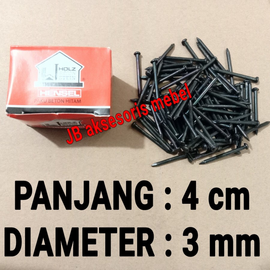Jual PAKU BETON HITAM 4 cm isi 100pcs HENSEL / PAKU TEMBOK COR DINDING ...