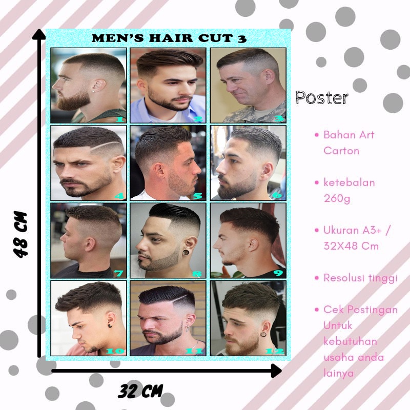 Jual Poster pangkas rambut pria / Model rambut pria / model potong ...