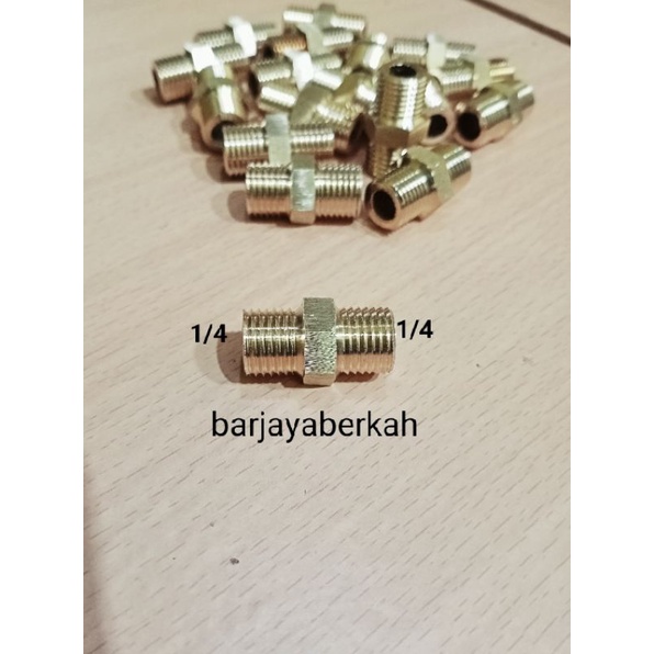 Jual Dobel nepel 1/4 x 1/4 kuningan ,double niple | Shopee Indonesia