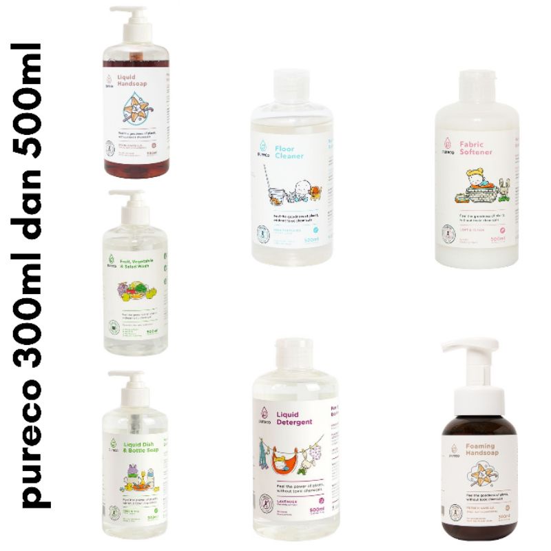 Jual Pureco 500ml Liquid Handsoap, Detergent, Dish Bottle, Softener ...